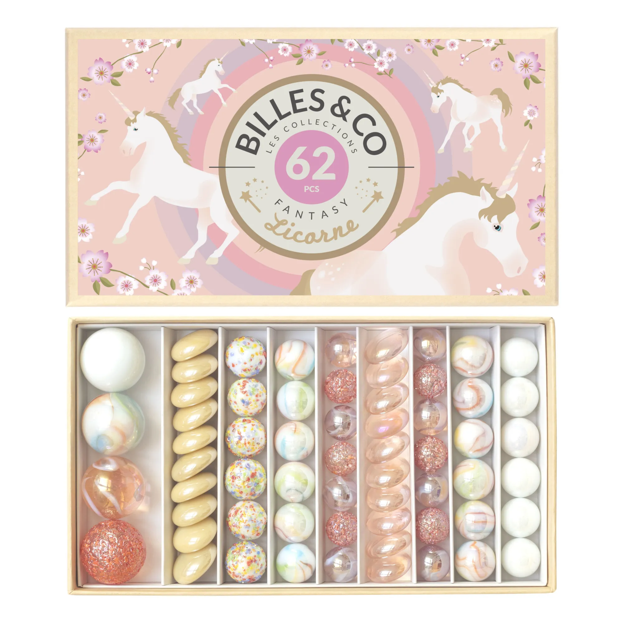 Billes & Co - Box of 62 Marbles - Unicorn | Smallable