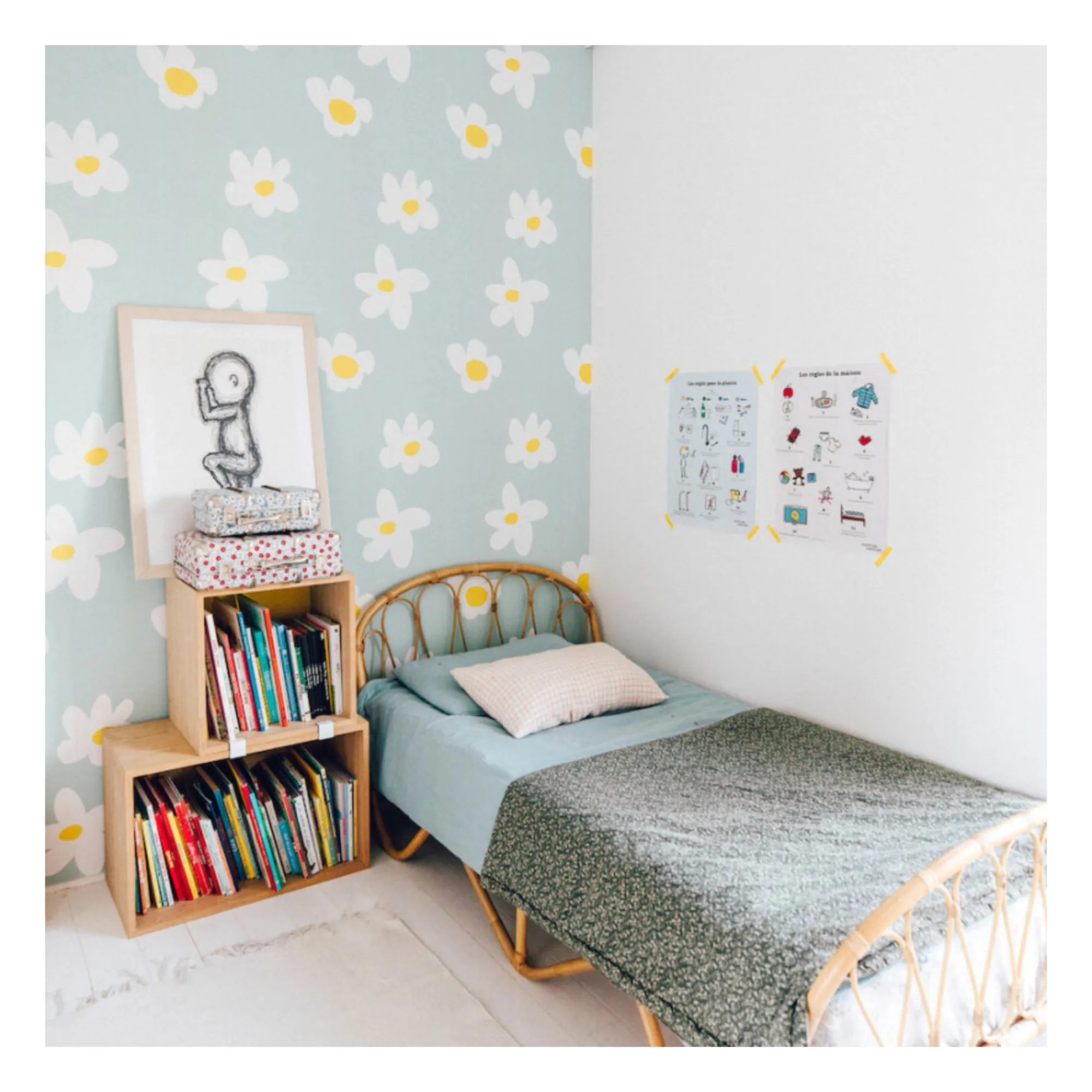 Mathilde Cabanas - Floral Wallpaper - Mathilde Cabanas x Bonjourgeorges - Light blue | Smallable