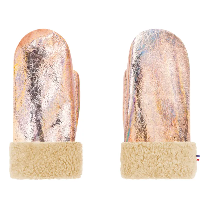 Toasties - Metallic Merino Sheepskin Mittens - Pink | Smallable