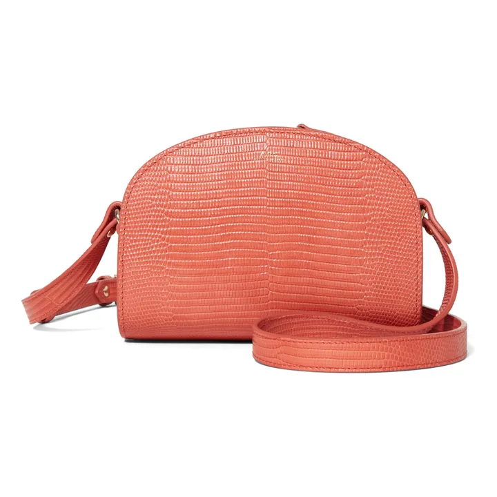 A.P.C. - Mini Lizard Print Leather Half Moon Bag - Coral | Smallable