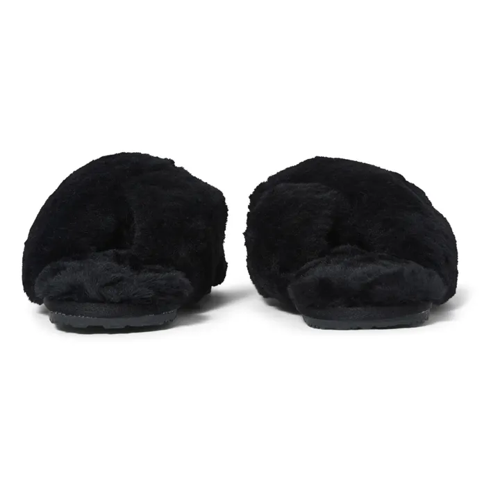 Mamu Studios - Cross Over Fur Slippers - Black | Smallable
