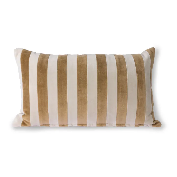 HKliving - Rectangular Striped Velvet Cushion - Brown | Smallable