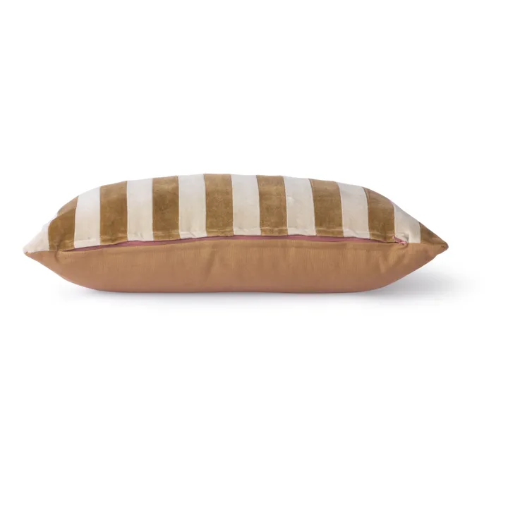 HKliving - Rectangular Striped Velvet Cushion - Brown | Smallable