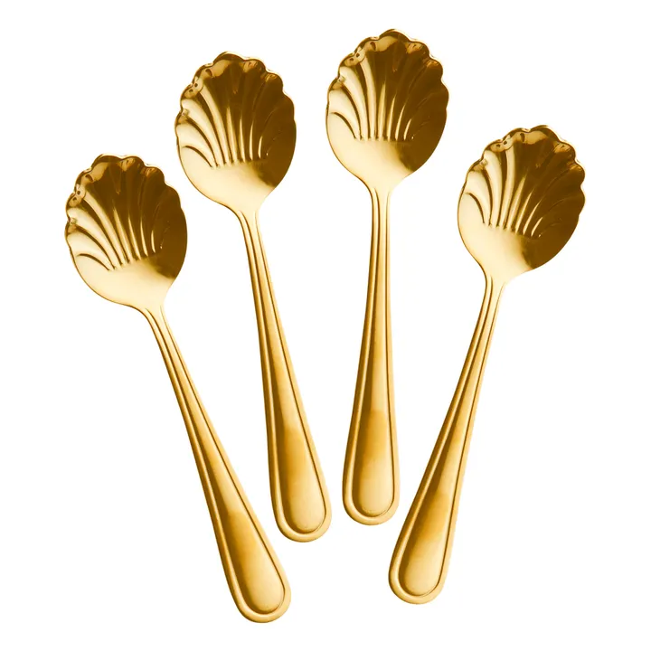 Rice - Shell Spoons - Set of 4 - Gold | Smallable
