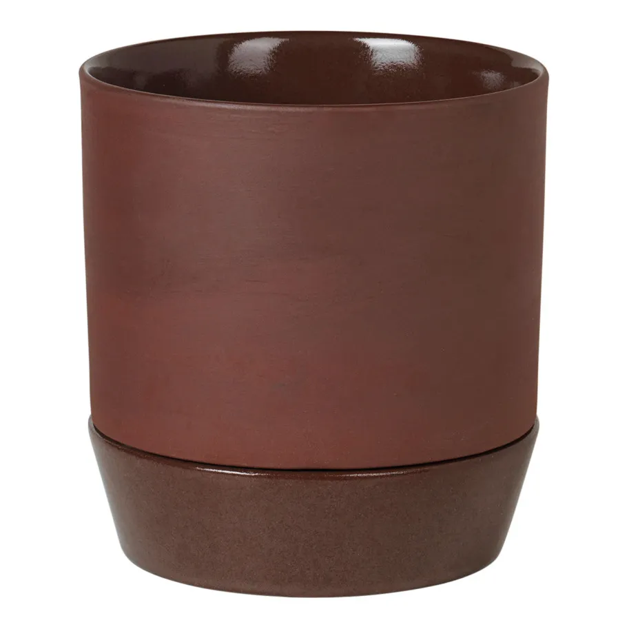 Broste Copenhagen - Denise Planter Pot with Saucer - Dark red | Smallable