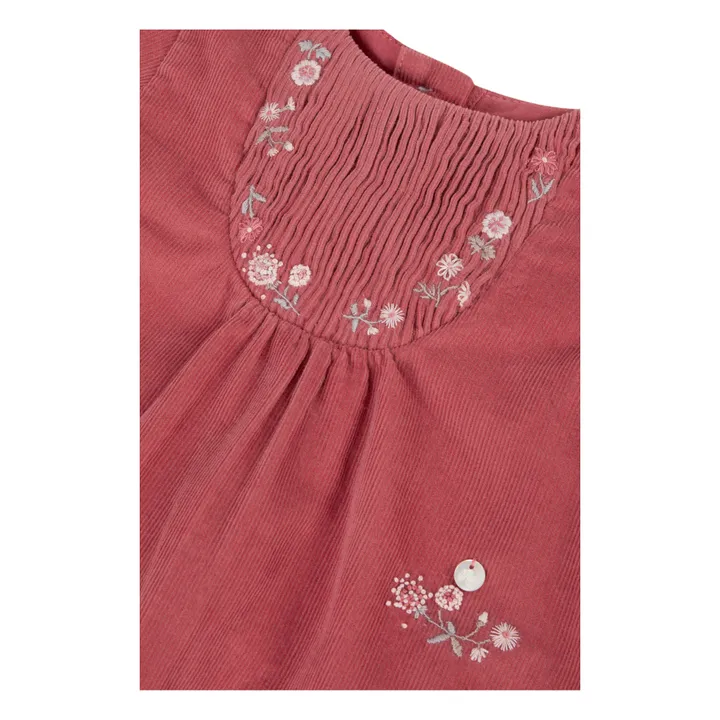Tartine et Chocolat - Embroidered Smocked Corduroy Dress - Rust | Smallable