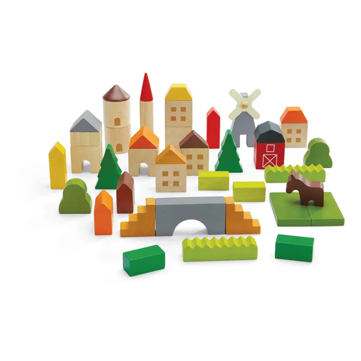 Plan Toys - Wooden Countryside Building Block Set | Smallable