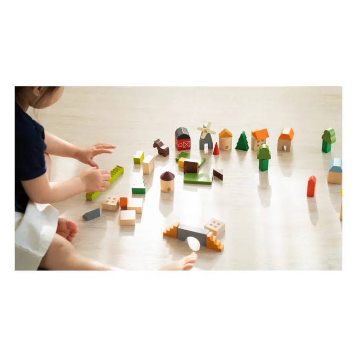 Plan Toys - Wooden Countryside Building Block Set | Smallable