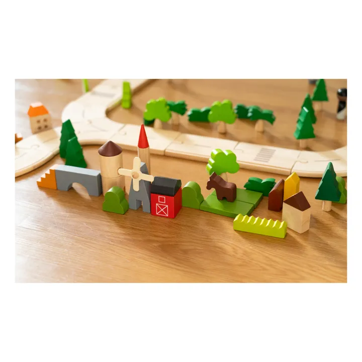 Plan Toys - Wooden Countryside Building Block Set | Smallable