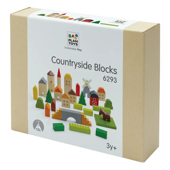 Plan Toys - Wooden Countryside Building Block Set | Smallable