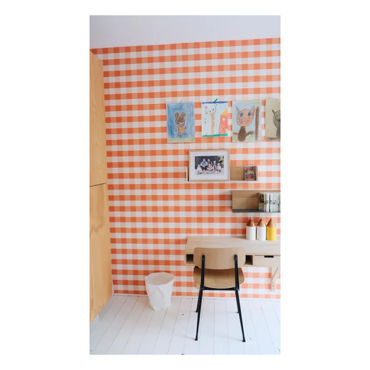 Mathilde Cabanas - Gingham Wallpaper - Mathilde Cabanas x Bonjourgeorges - Orange | Smallable