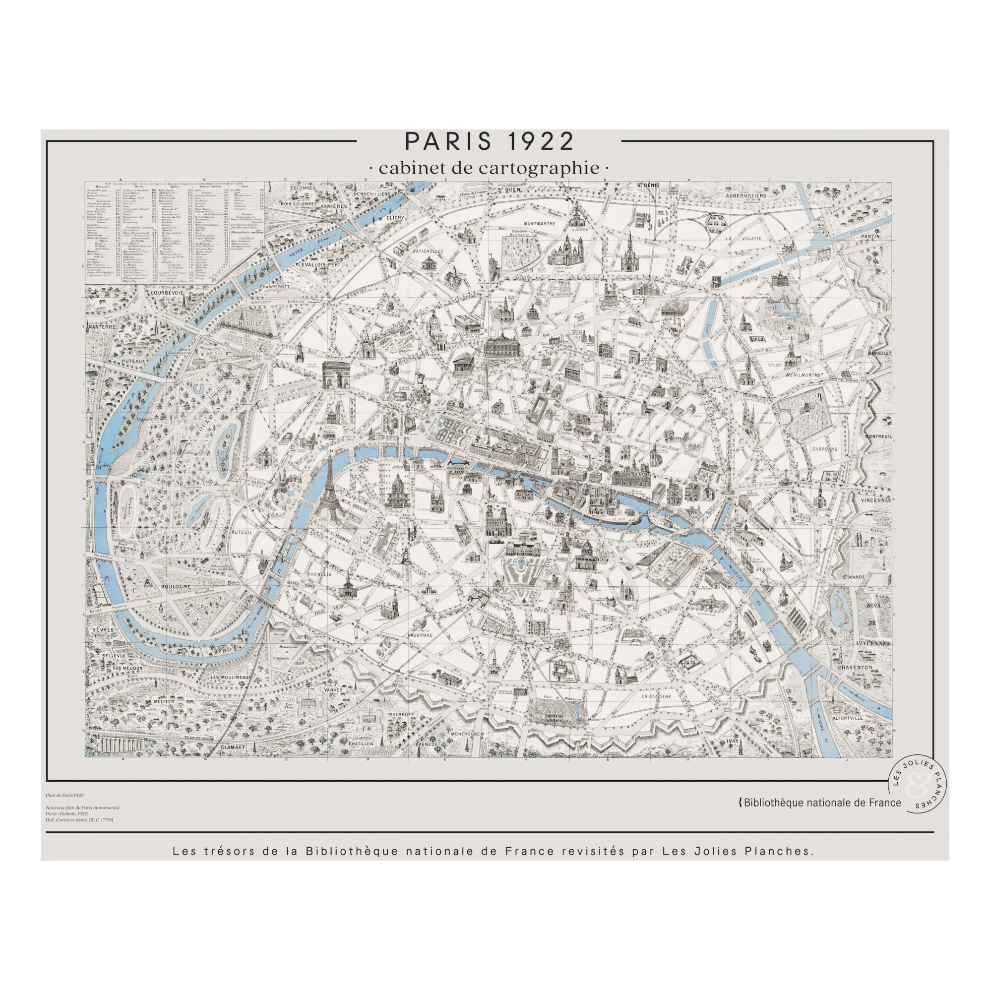 Les Jolies Planches - Paris Monument Map, 1922 | Smallable