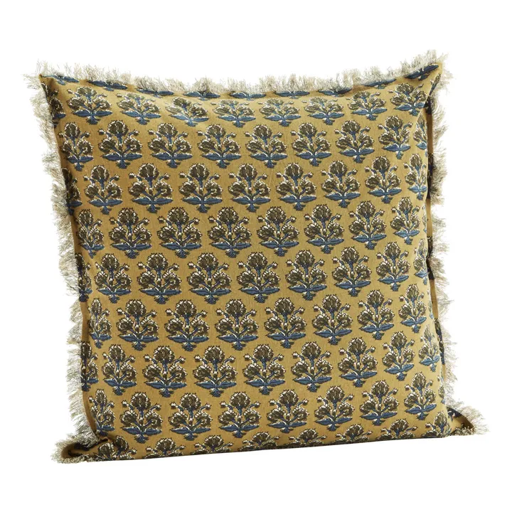 Madam Stoltz - Print Cushion Cover - Mustard | Smallable