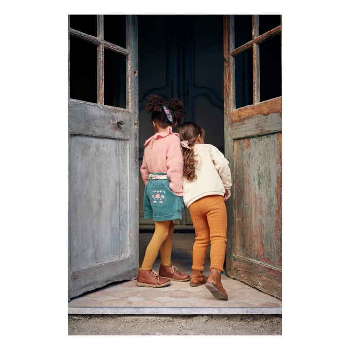 Louise Misha - Short Velours Côtelé Brodé Virginia - Vert canard ...