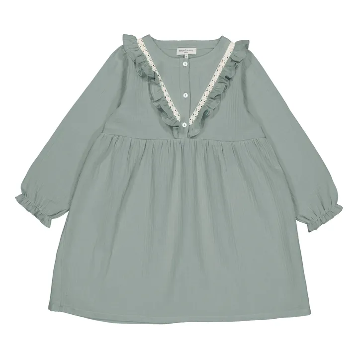 Petite Lucette - Altair Organic Cotton Muslin Dress - Grey blue | Smallable