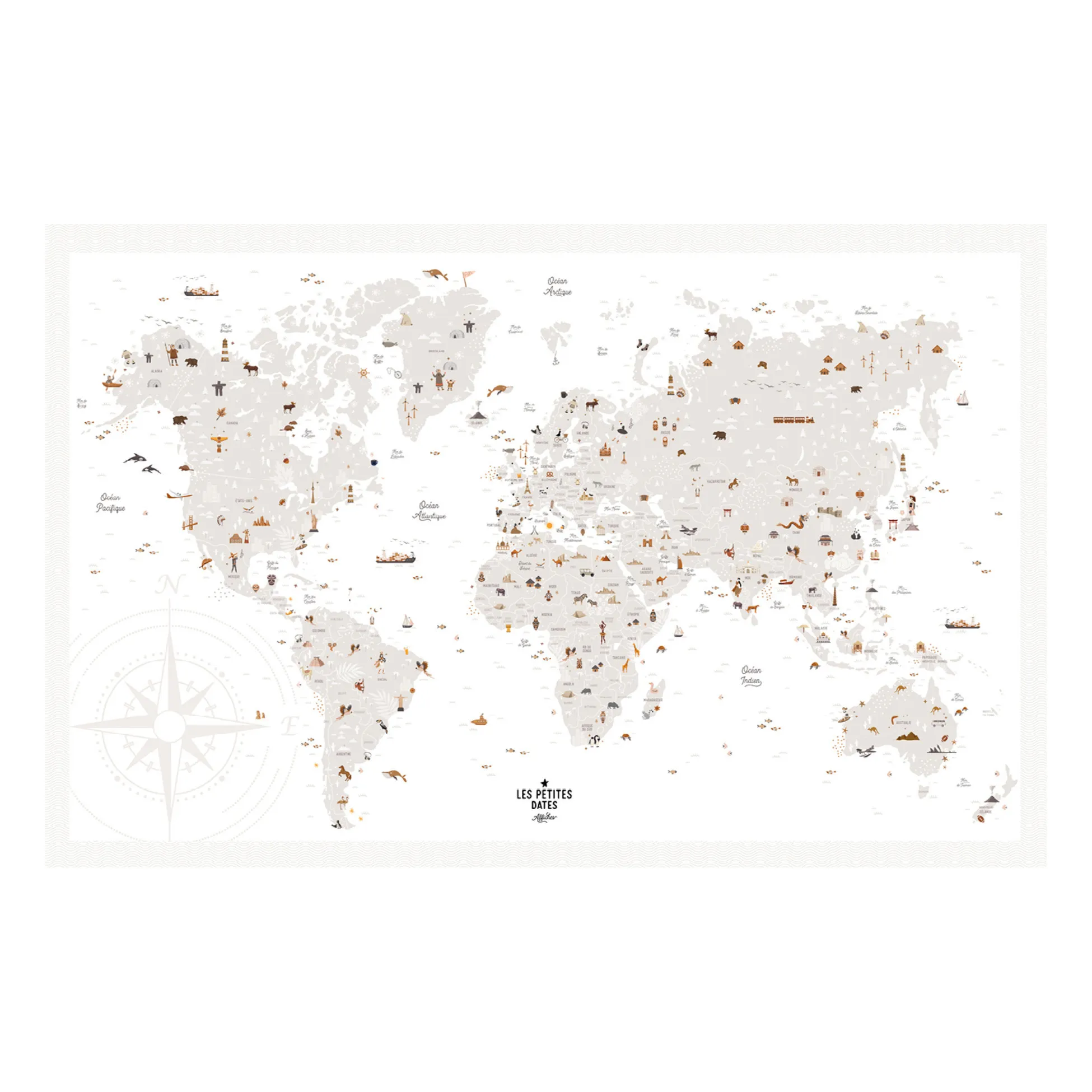 Les Petites Dates - World Map Stamp Poster | Smallable
