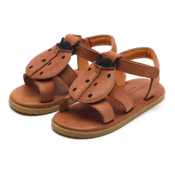 Donsje - Iles Sky Ladybug Leather Sandals - Brown | Smallable