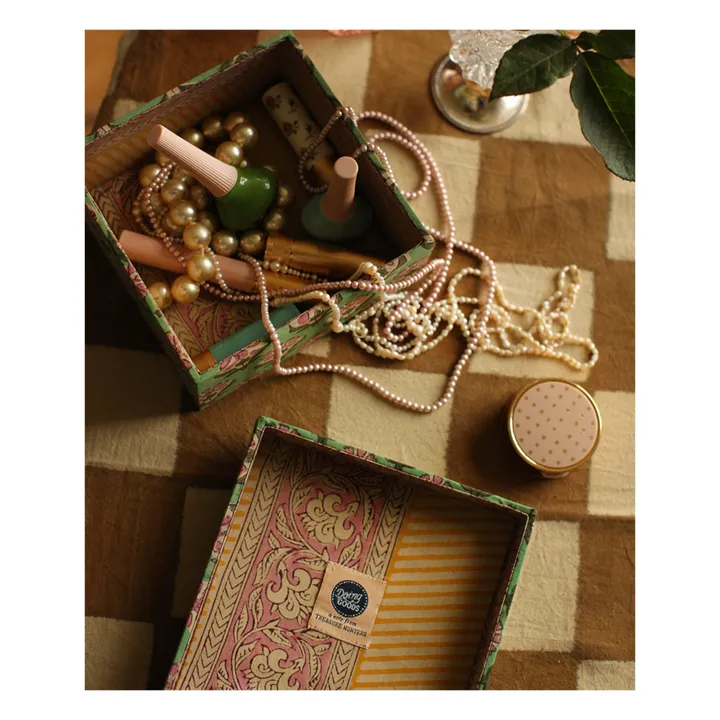 Doing Goods - Emma Wood and Cotton Square Boxes - Set of 2 - Green ...