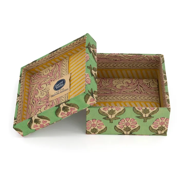 Doing Goods - Emma Wood and Cotton Square Boxes - Set of 2 - Green ...