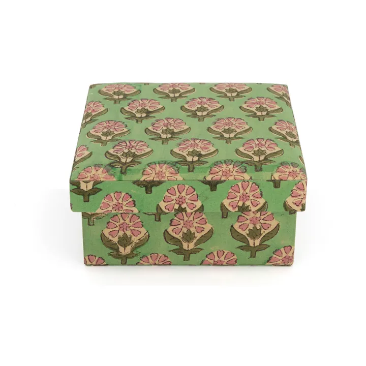 Doing Goods - Emma Wood and Cotton Square Boxes - Set of 2 - Green ...