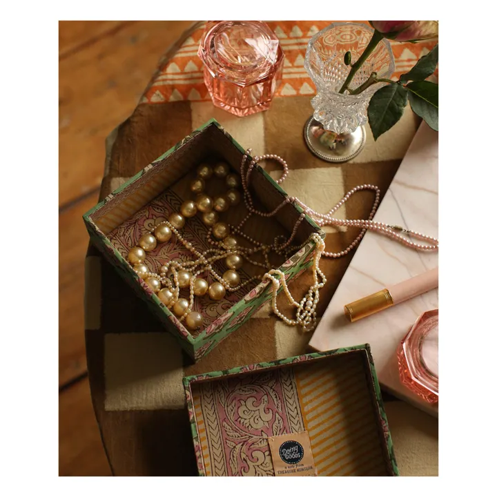 Doing Goods - Emma Wood and Cotton Square Boxes - Set of 2 - Green ...