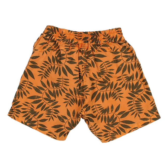 Búho - Organic Cotton Striped Swim Trunks - Coral | Smallable