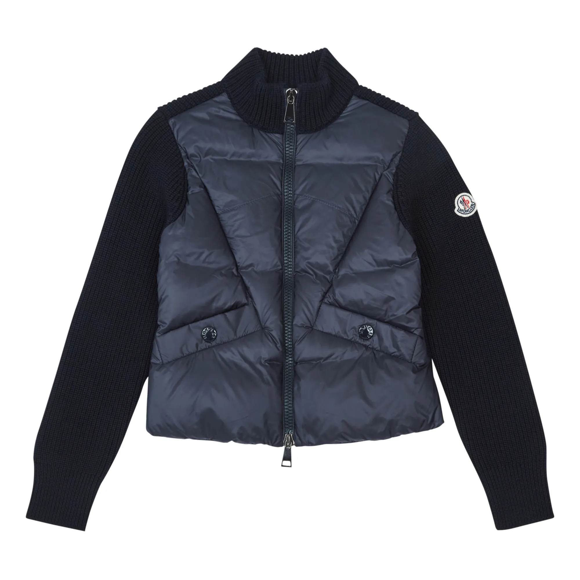 Moncler - Dual-material Logo jacket - Navy blue | Smallable