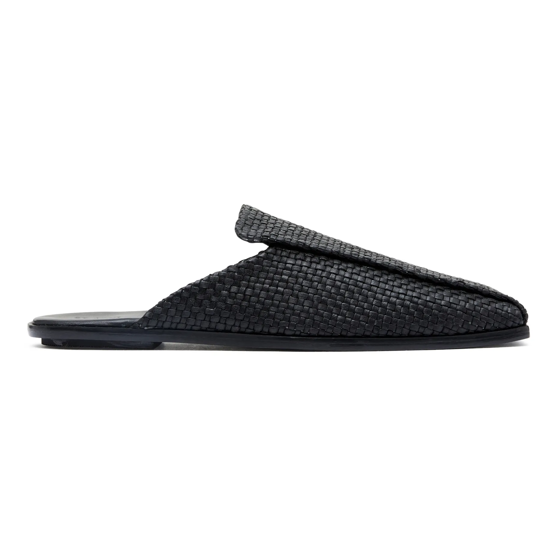 St Agni - Modernist Leather Wool Mules - Black | Smallable
