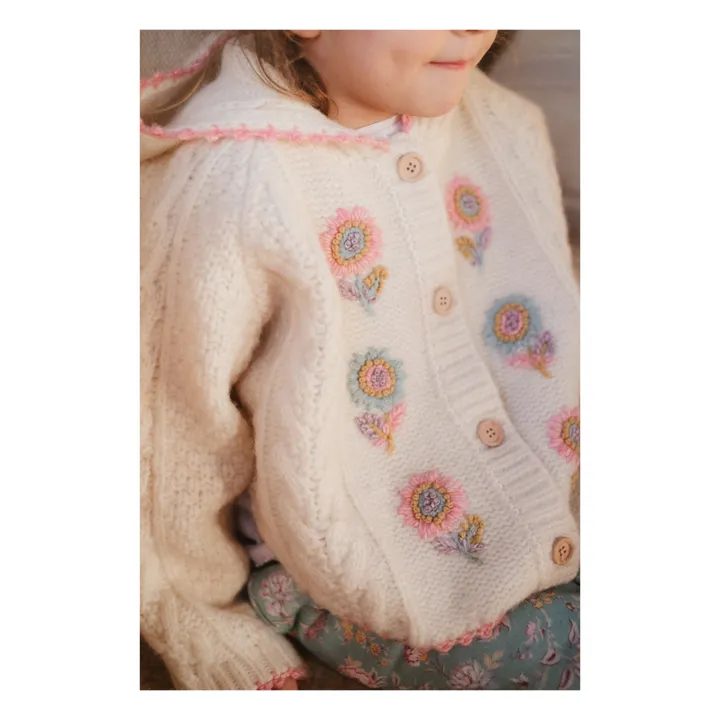 Louise Misha - Clara Hand-Embroidered Hooded Cardigan - Ecru | Smallable