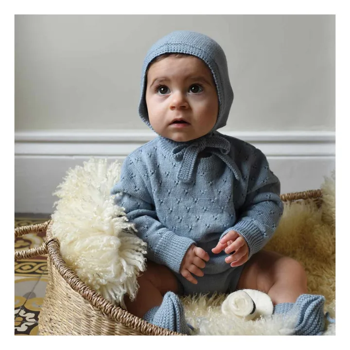 Lililotte - Felix knitted wool romper - Blue | Smallable