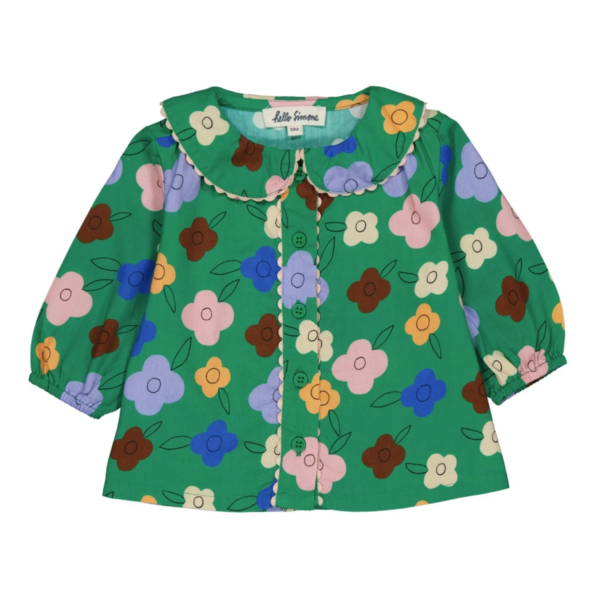 Hello Simone - Vichy blouse Claudine collar Amandine - Green | Smallable