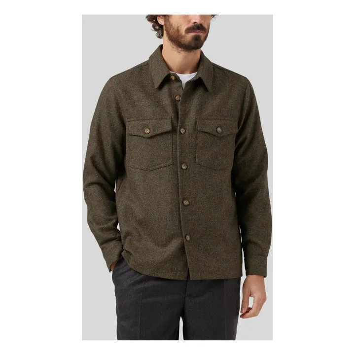 Portuguese Flannel - Wool Field Virgin Wool Overshirt - Forest Green ...