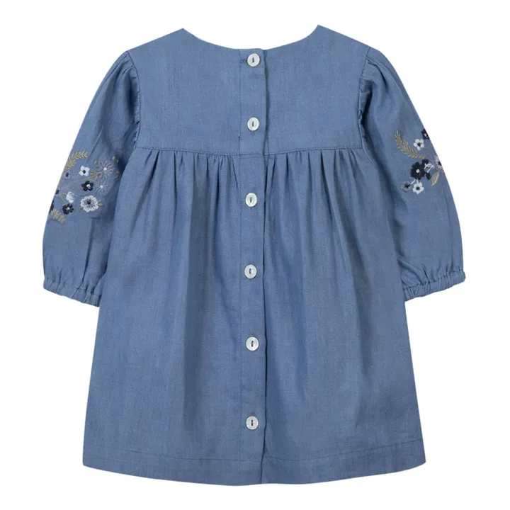 Tartine et Chocolat - Embroidered Chambray Dress - Denim blue | Smallable