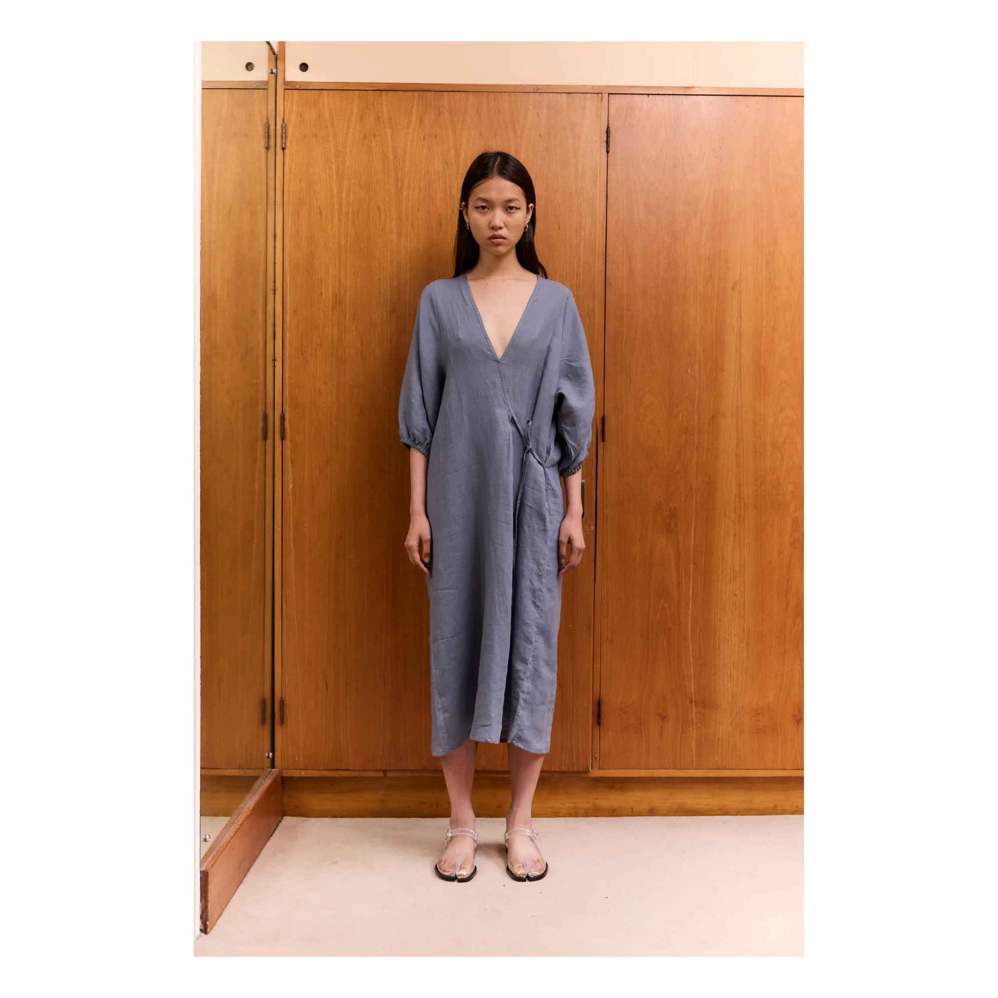 Deiji Studios - Crease Bind Linen Dress - Blue | Smallable