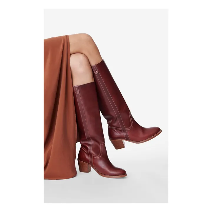 Vanessa Bruno - Camargue Boots 60MM Vegetable Tanned Leather - Beet ...