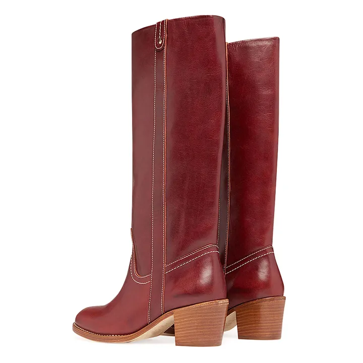Vanessa Bruno - Camargue Boots 60MM Vegetable Tanned Leather - Beet ...