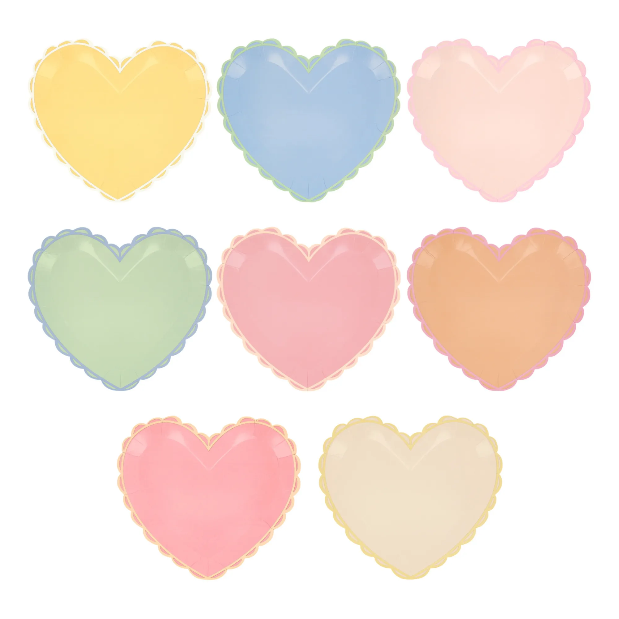 Meri Meri - Large heart plates - Set of 8 - Pastel | Smallable