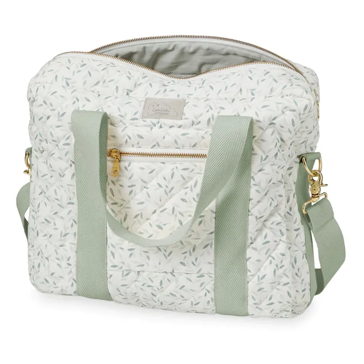 Cam Cam - Green Leaves changing bag in organic cotton - Green | Smallable