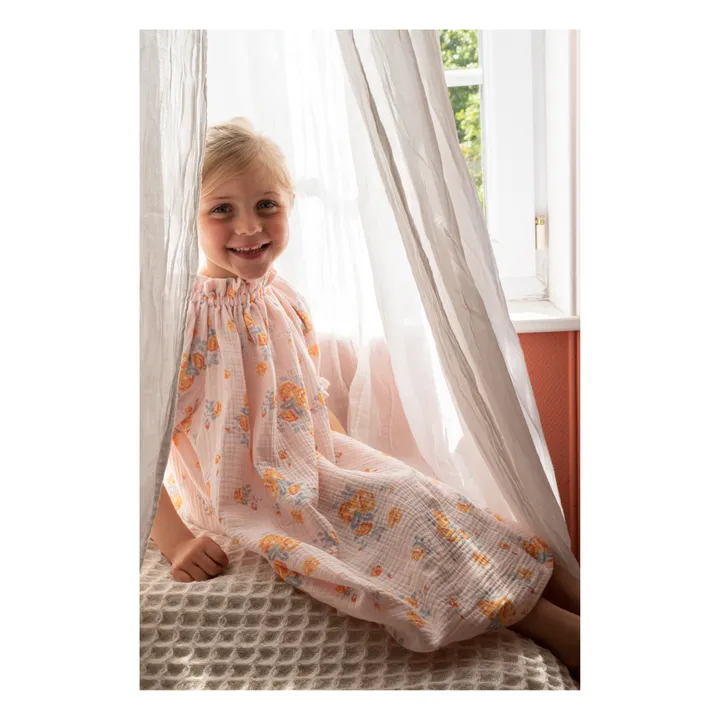 Risu Risu - Exquisite Double Gauze Organic Cotton Nightgown - Pale Pink | Smallable