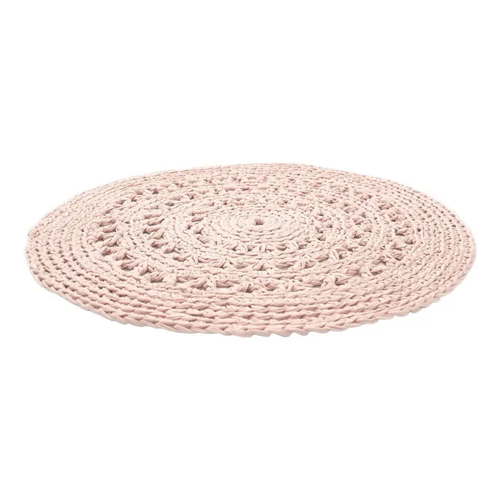 Naco - Round Crochet Rug - Powder pink | Smallable