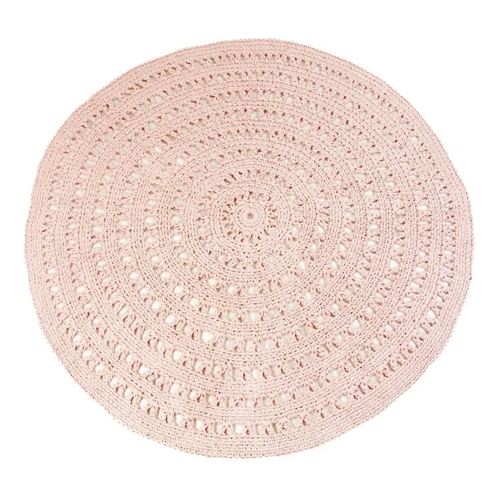 Naco - Round Crochet Rug - Powder pink | Smallable
