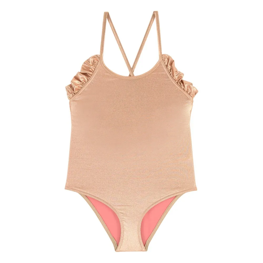 Lison Paris - Ruffled Back 1 Piece Swimsuit - Gold | Smallable