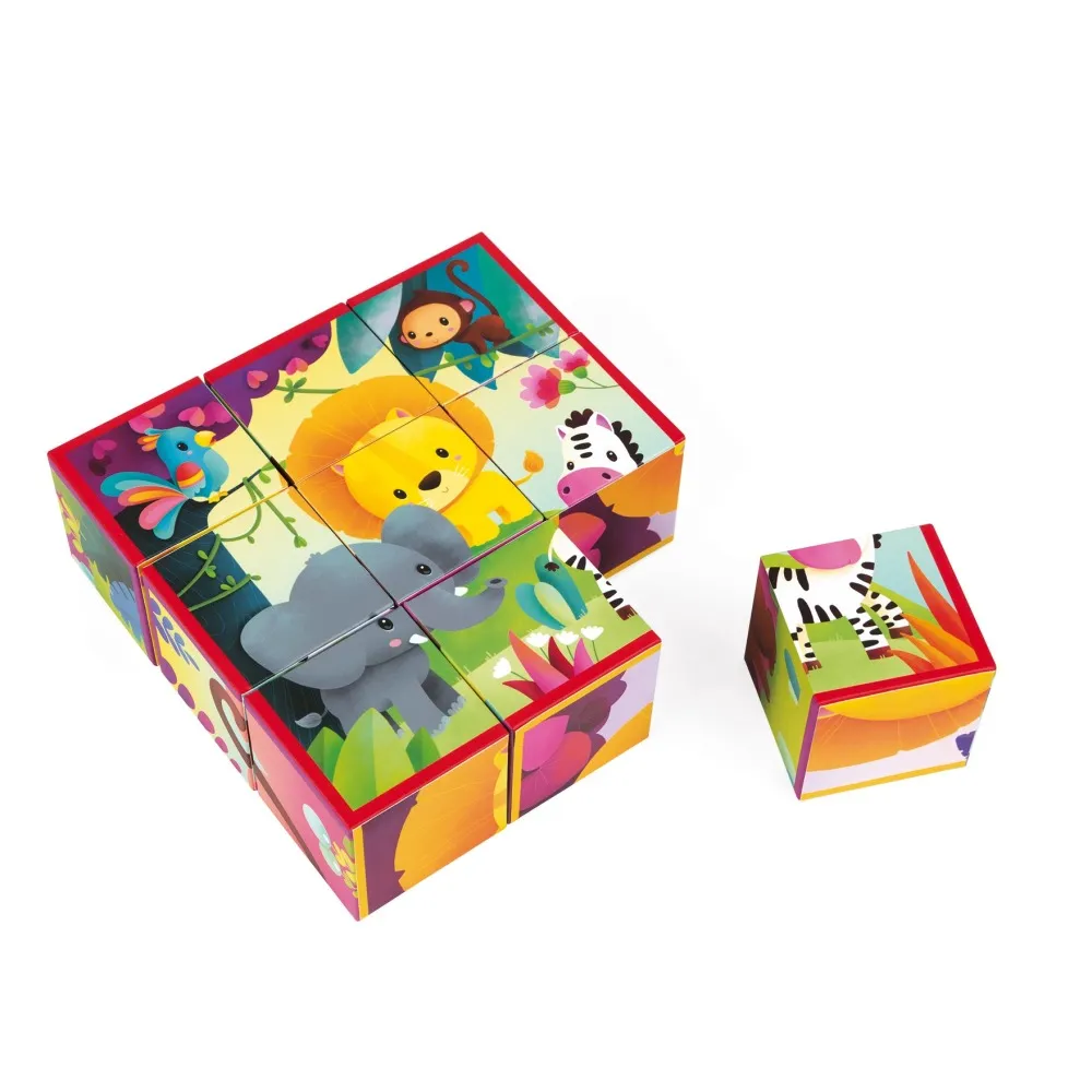 Janod - Jungle Animals Cubes - Set of 9 Cubes | Smallable