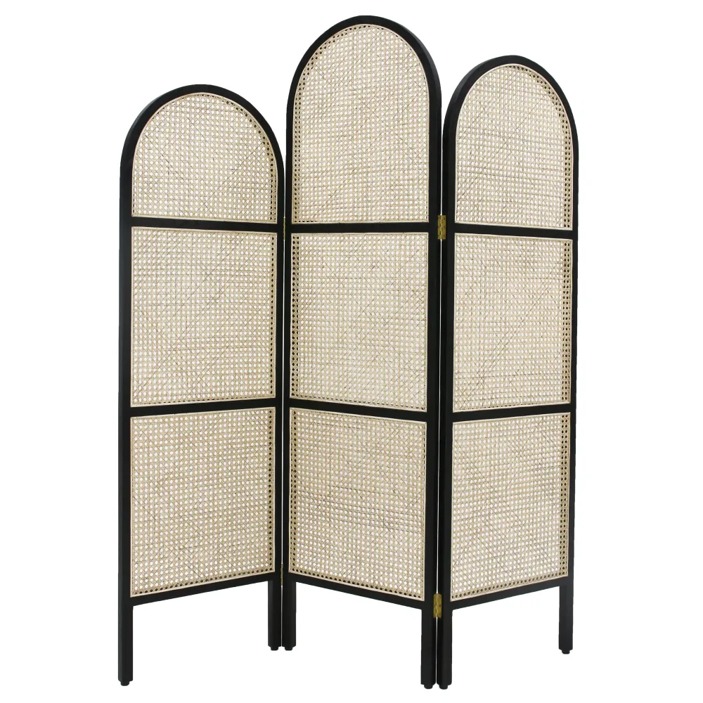 HKliving - Cane Webbing Room Divider - Black | Smallable