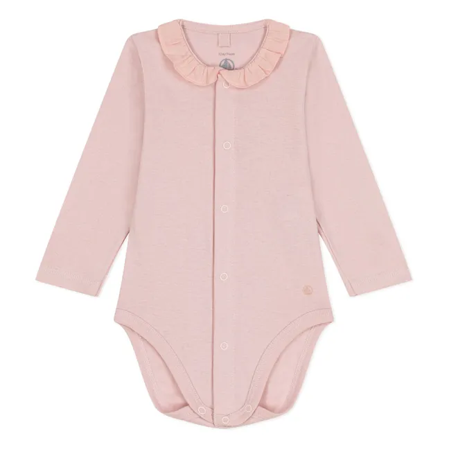 1+ in the family - Lourdes Ribbed Claudine Collar Bodysuit - Pale pink ...
