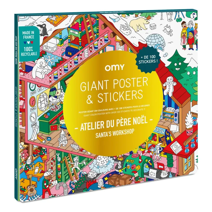 Omy - Giant poster with stickers Santa's workshop | Smallable
