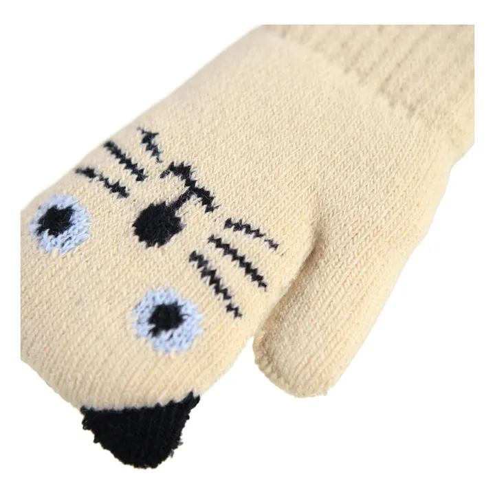Molo - Kenau Cats Mittens - Ecru | Smallable