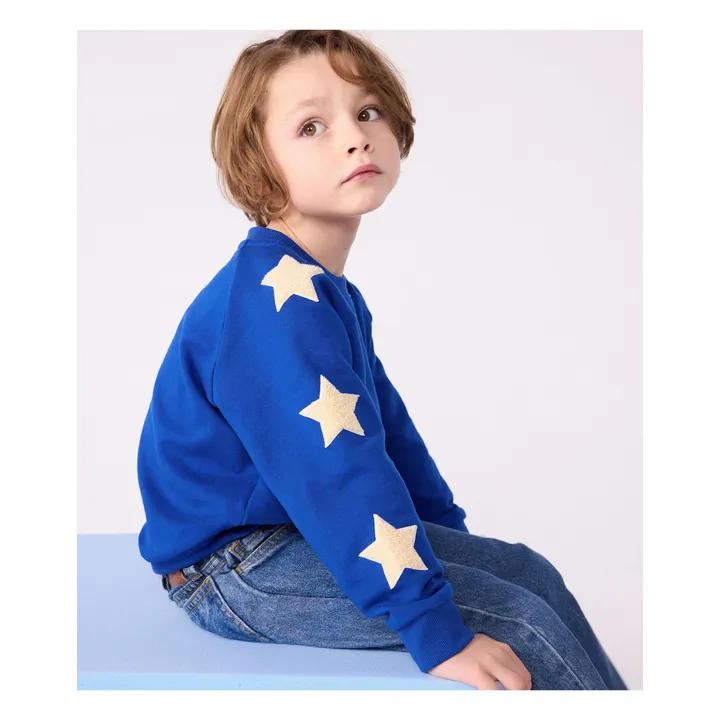 Petit Bateau - Star fleece sweatshirt - Royal blue | Smallable