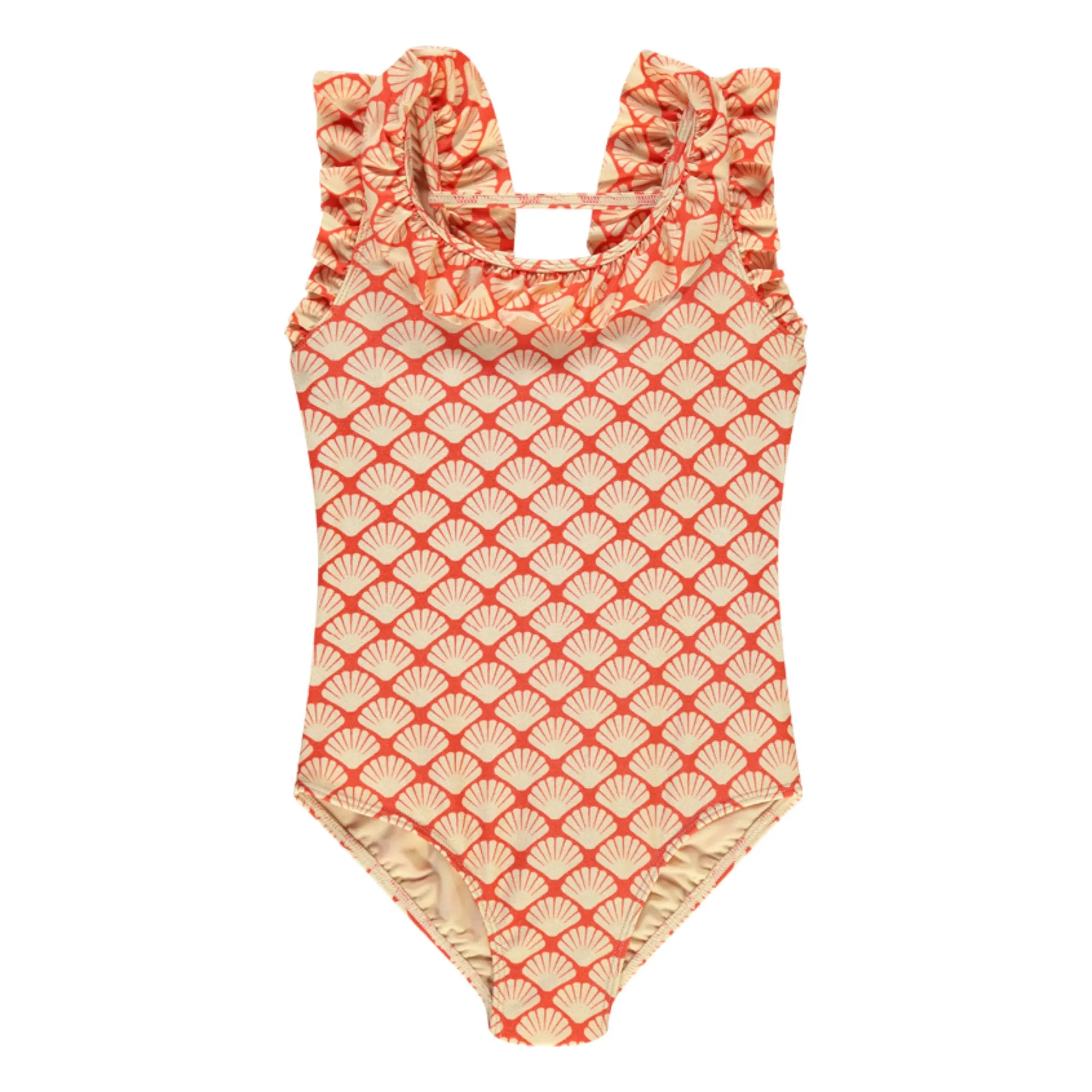 Beachlife - 1-piece swimsuit with shell flounces - Red | Smallable