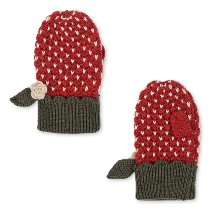 Konges Sløjd - Merino wool strawberry mittens - Red | Smallable